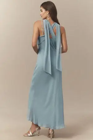 Bhldn Scarf Detail Slip Maxi Dress - Blue
