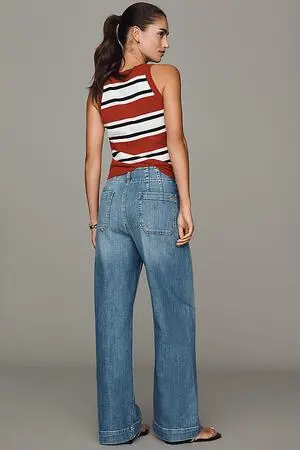 Maeve Colette High-rise Wide-leg Full-length Jeans - Light Denim