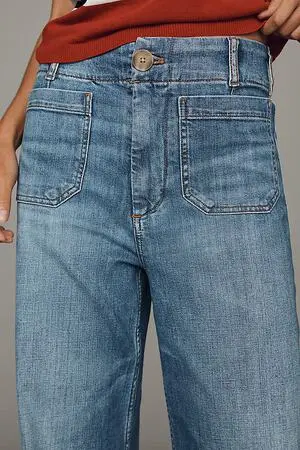 Maeve Colette High-rise Wide-leg Full-length Jeans - Light Denim