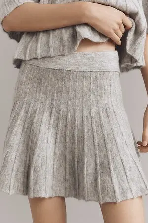 Maeve Ribbed Sweater Mini Skirt - Heather Grey