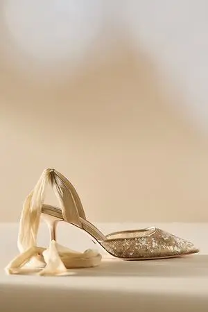Badgley Mischka Blaze Ii Sequin Wrap Pumps - Champagne Sequin