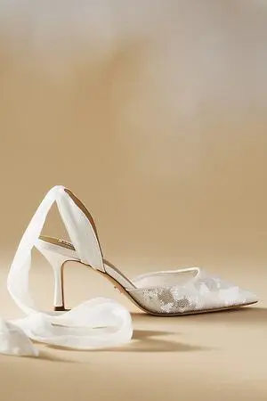 Badgley Mischka Blaze Ii Sequin Wrap Pumps - White Sequin