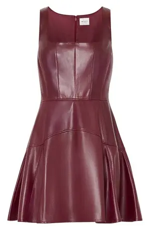 MILLY Faux Leather Mini Dress - Deep Burgundy