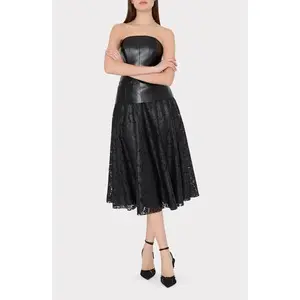 MILLY Otha Texture Lace Midi Skirt - Black