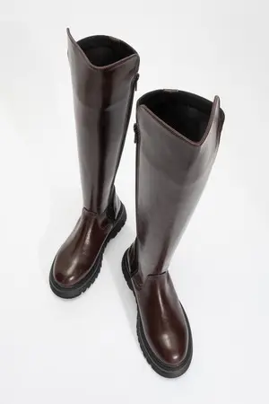 PROLOGUE SHOES Shadow Knee High Boots - Burgundy Faux Leather