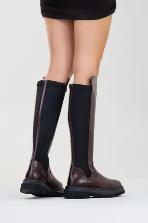 PROLOGUE SHOES Shadow Knee High Boots - Burgundy Faux Leather