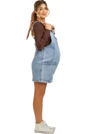 PINKBLUSH Denim Scoop Neck Short Overall