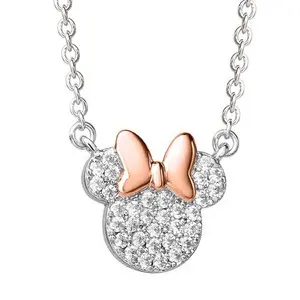 Disney Minnie Mouse Cubic Zirconia Pendant Necklace - Silver
