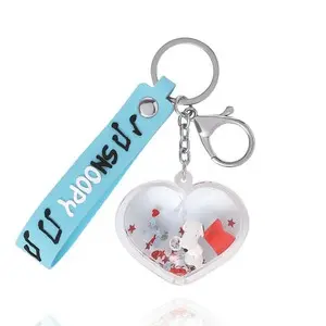 PEANUTS Snoopy Heart Liquid Keychain - Bright Blue