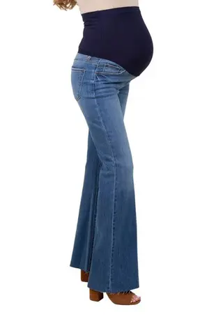 PINKBLUSH Raw Cut Hem Flare Maternity Jeans