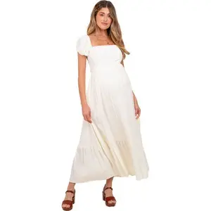 PINKBLUSH Ruffle Detail Square Neck Maxi Dress