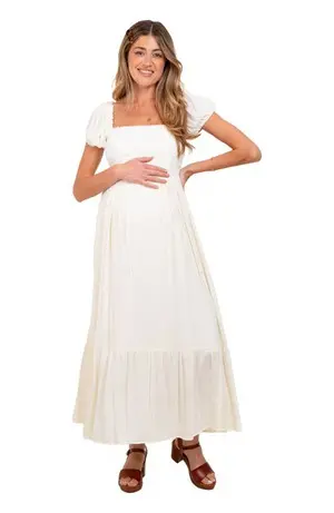 PINKBLUSH Ruffle Detail Square Neck Maxi Dress