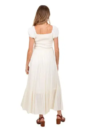 PINKBLUSH Ruffle Detail Square Neck Maxi Dress