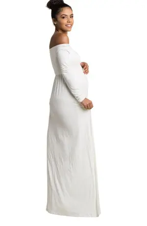 PINKBLUSH Off Shoulder Maxi Dress - Ivory