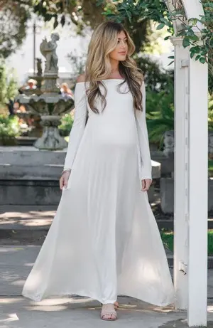 PINKBLUSH Off Shoulder Maxi Dress - Ivory