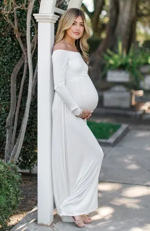 PINKBLUSH Off Shoulder Maxi Dress - Ivory