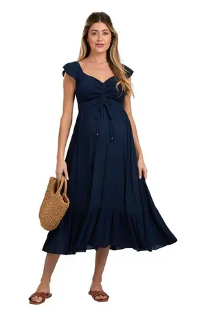Women's Ruched Ruffle Hem Dresses