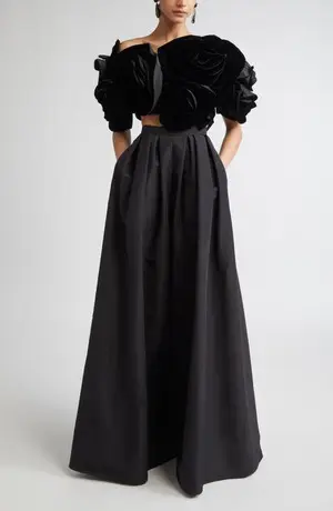Carolina Herrera Pleated Silk Faille Palazzo Pants