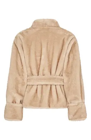MILLY Belted Faux Fur Jacket