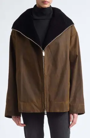 TOTEME Country Waxed Cotton Funnel Neck Jacket - Bark