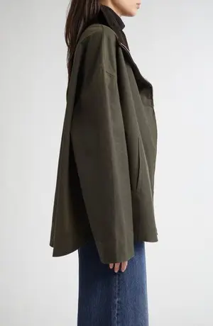 TOTEME Country Waxed Cotton Funnel Neck Jacket - Forest