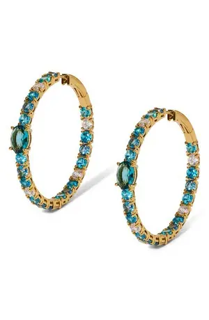 Nadri Stellar Ombré Crystal Hoop Earrings - Gold
