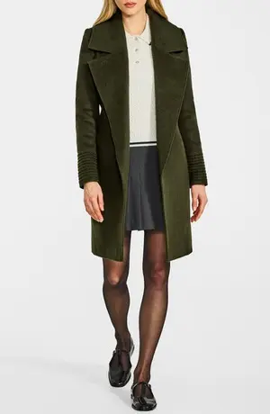 Sentaler Alpaca & Wool Notch Lapel Wrap Coat - Olive