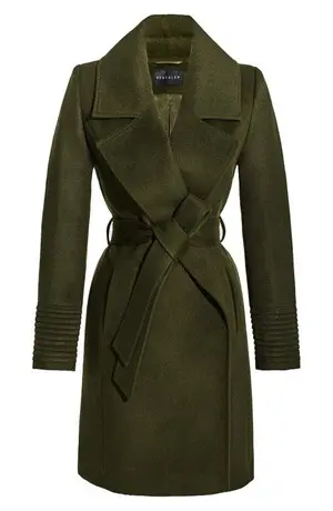 Sentaler Alpaca & Wool Notch Lapel Wrap Coat - Olive