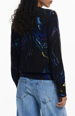 Desigual Paint Swirl Printed Sweater