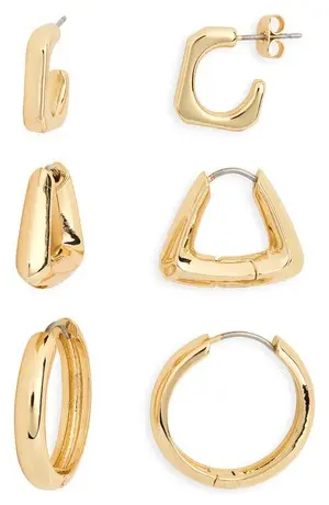 Ettika Set Of 3 Hoop Earrings - Gold