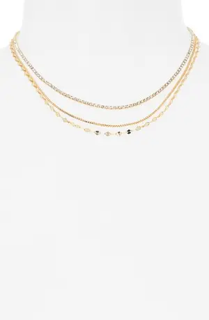 Ettika Delicate Sparkle Layered Chain Necklace - Gold
