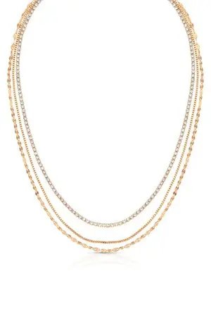 Ettika Delicate Sparkle Layered Chain Necklace - Gold