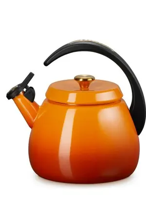LE CREUSET 2.2-quart Enameled Stainless Steel Whistling Cloche Kettle - Persimmon
