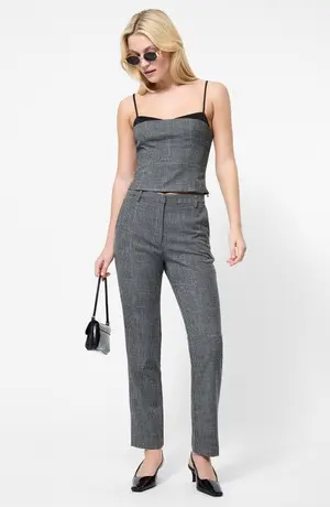 French Connection Glen Plaid Slim Crop Trousers