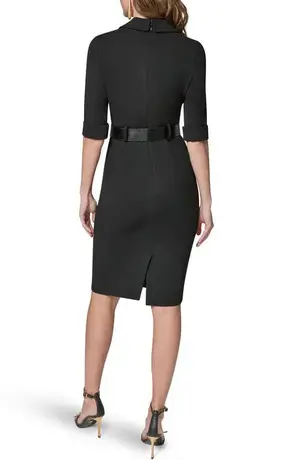 Donna Karan New York Belted Sheath Dress - Black