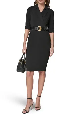 Donna Karan New York Belted Sheath Dress - Black