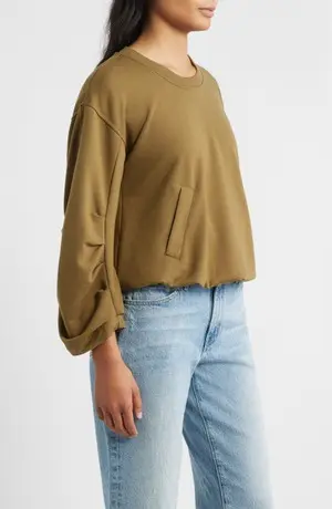 CITY BLUES Pleated Sweatshirt - Olive
