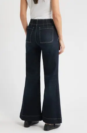 CITY BLUES Soho Patch Pocket Wide-leg Jeans - Dark Whisker Wash