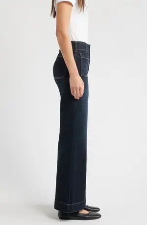 CITY BLUES Soho Patch Pocket Wide-leg Jeans - Dark Whisker Wash