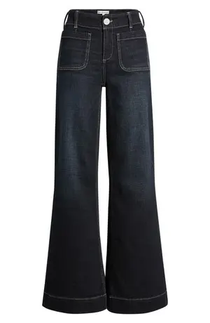 CITY BLUES Soho Patch Pocket Wide-leg Jeans - Dark Whisker Wash