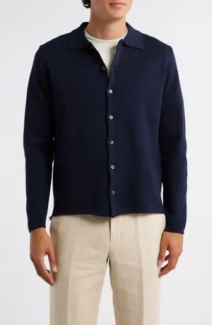 AURELIEN Slim Fit Cashwool® Knit Button-up Shirt
