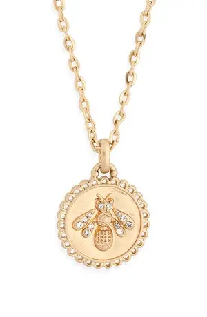Bp. Crystal-embellished Bee Medallion Pendant Necklace - Gold