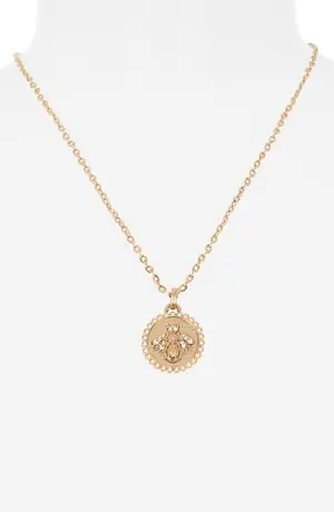 Bp. Crystal-embellished Bee Medallion Pendant Necklace