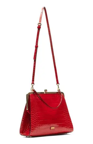 FRANCES VALENTINE Jackie Croc-embossed Leather Frame Bag - Red