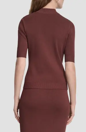 Dkny Cutout Grommet Mock Neck Sweater - Bitter Chocolate