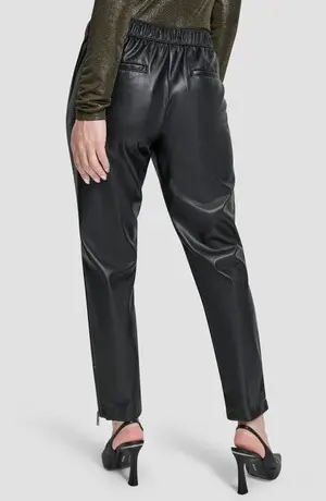 Dkny Faux Leather Tapered Zip Hem Pants