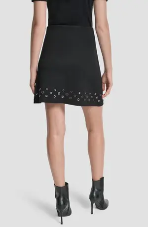 Dkny Grommet Trim Ponte Knit Miniskirt