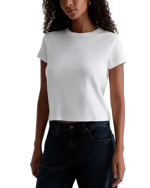 Ag Sadie Crew Cropped Tee - Powder