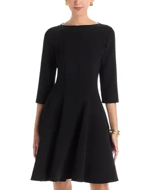 Caroline Rose Boat Neck Dress - Black