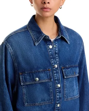 FRAME The Long Sleeve Hi Low Denim Shirt - Wander